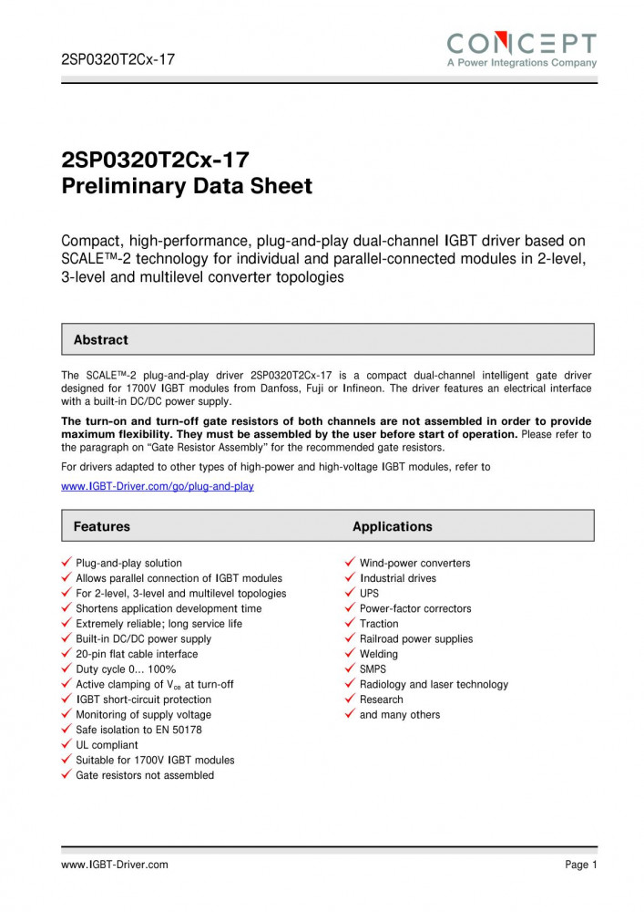 2SP0320T2C0-17 datasheet page 1