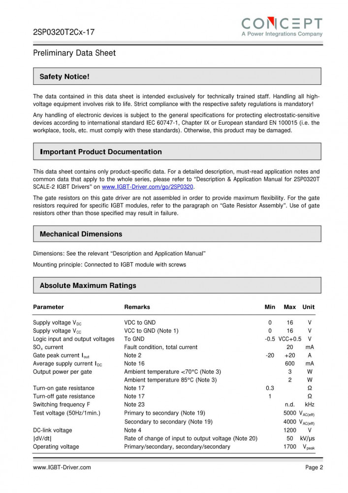 2SP0320T2C0-17 datasheet page 2