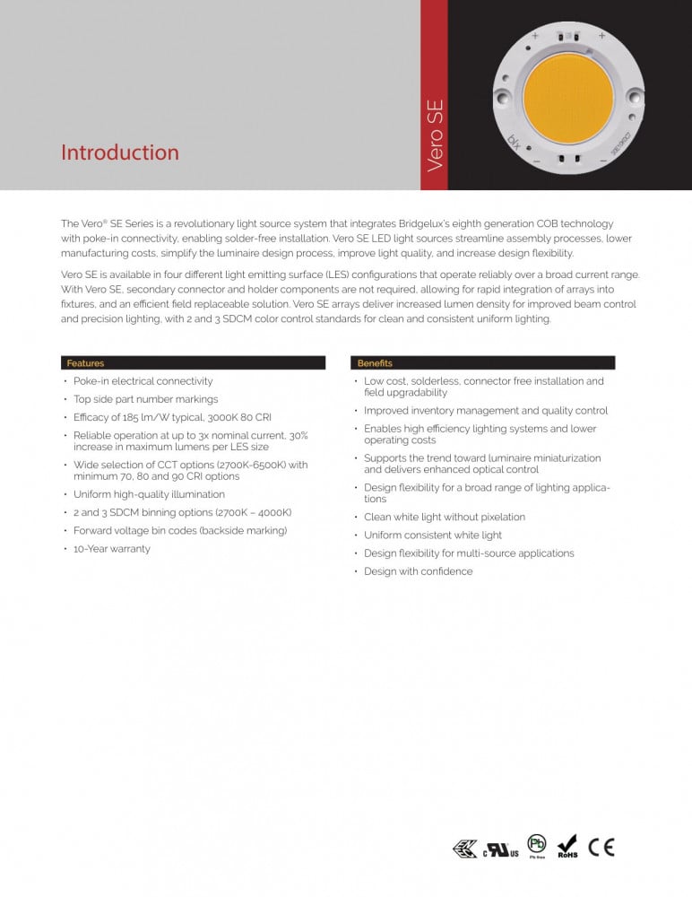 Bridgelux Vero SE 29 datasheet page 2
