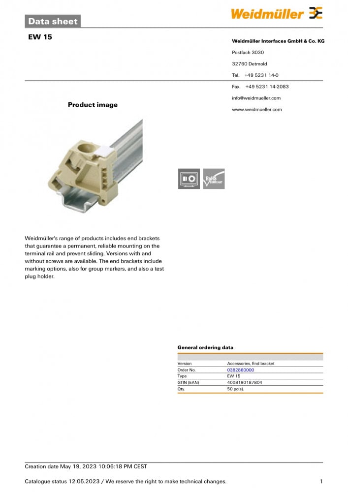WEIDMULLER EW 15 documentation page 1