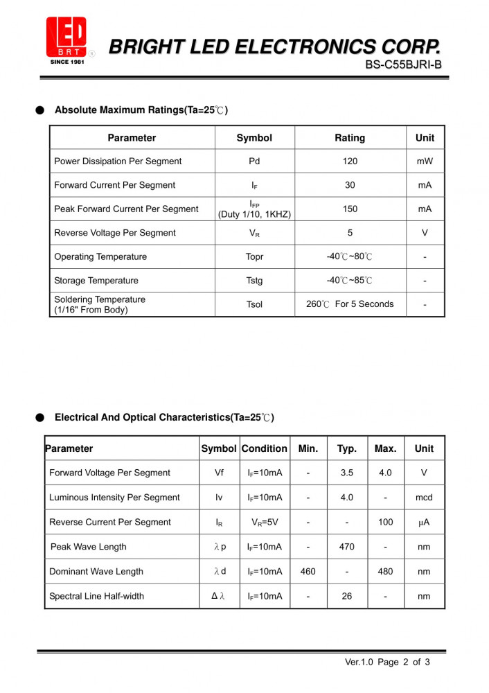 BS-C55BJRI-B datasheet page 2