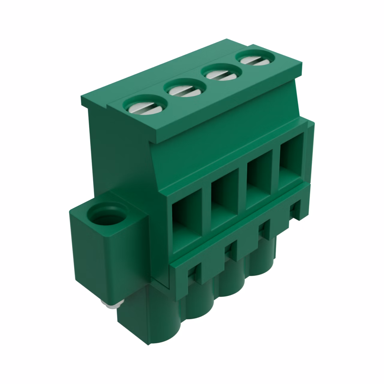 5.00mm Pitch Eurostyle Vertical Plug, with Retention Screws and Standard  Imprinting, Rear Wire Entry, Green Housing, Gold (Au) Plated, 4 Circuits for sale