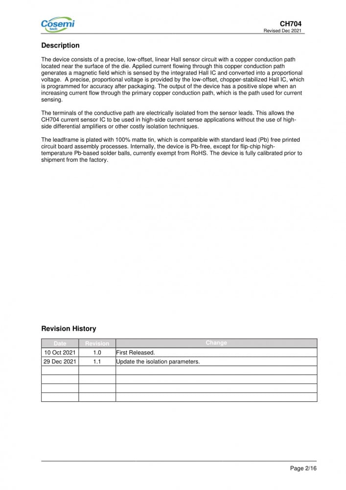 CH704 datasheet page 2