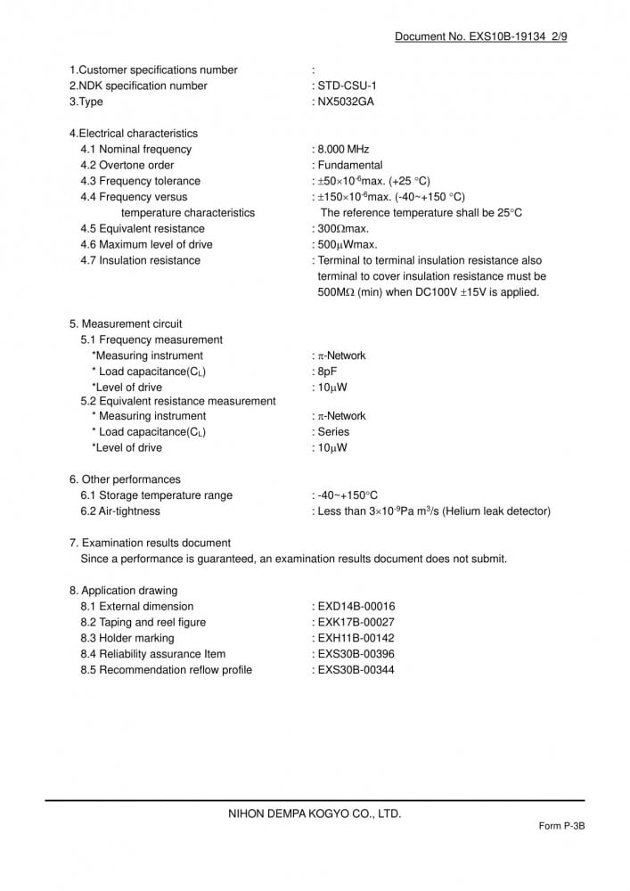 NDK NX5032GA specification page 2
