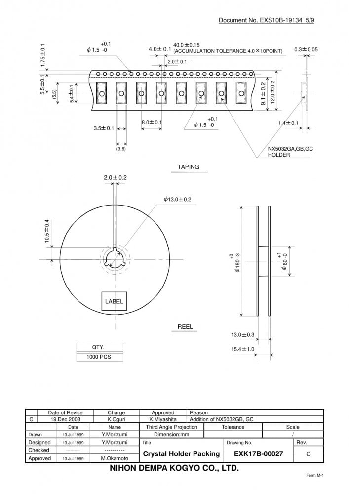 NDK crystal holder packing drawing