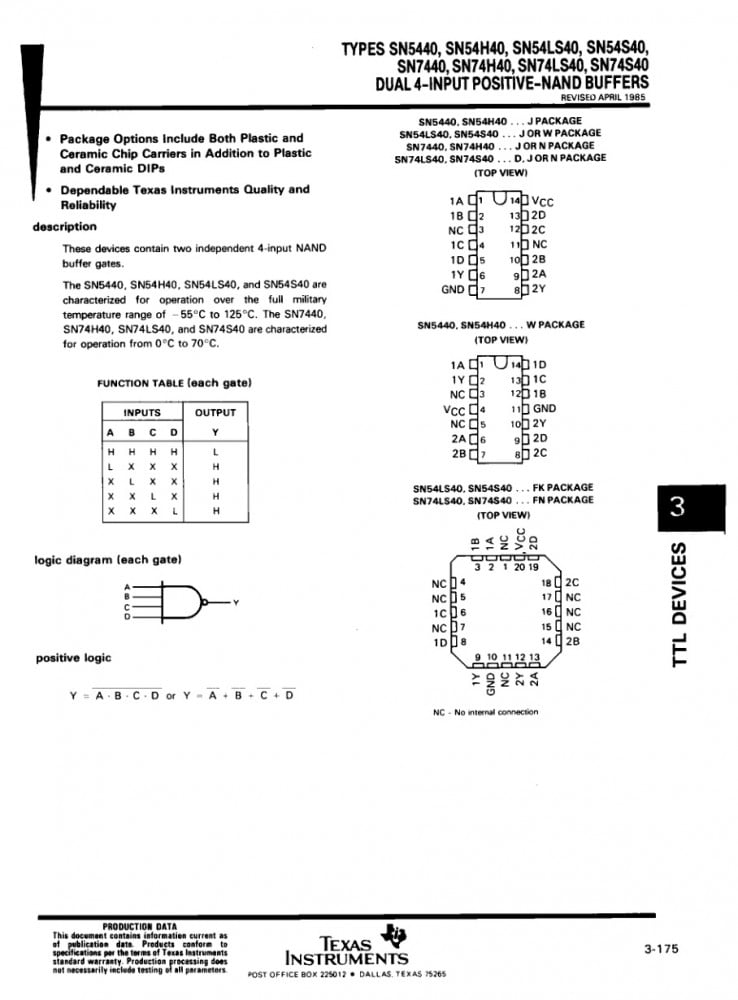 74S40J technical document page 2