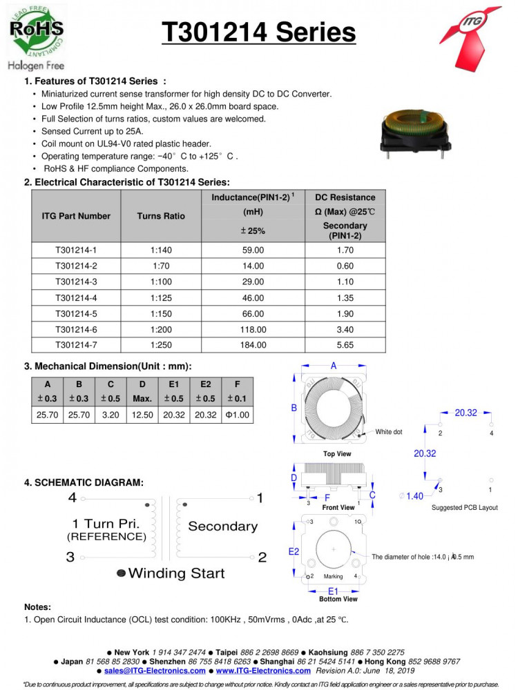 T301214 series product technical document image