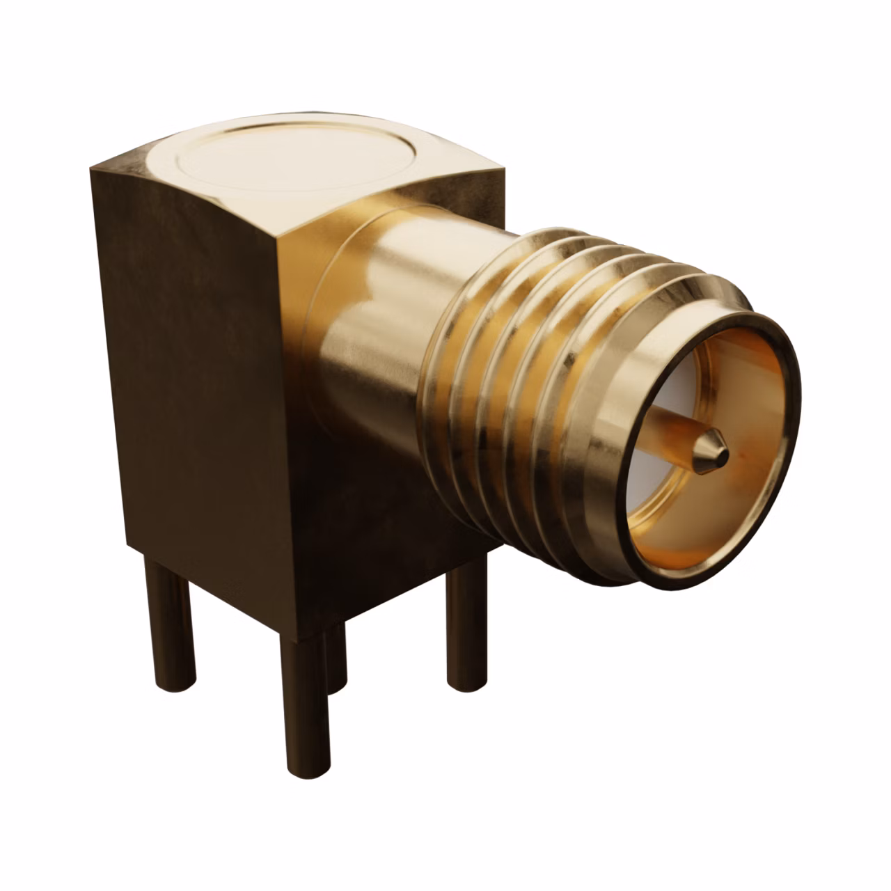 SMA Jack, Reverse Polarity, Right-Angle, PCB Receptacle, Die Cast Body, Gold (Au) Flash Plated, 50 Ohms for sale