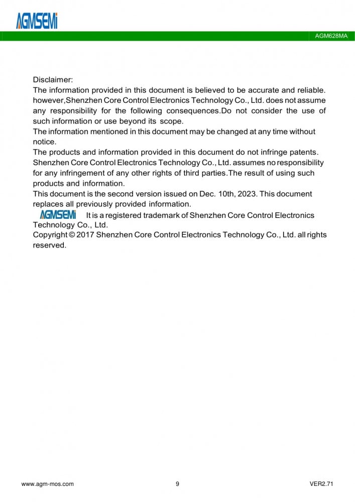 AGM628MA datasheet page 9