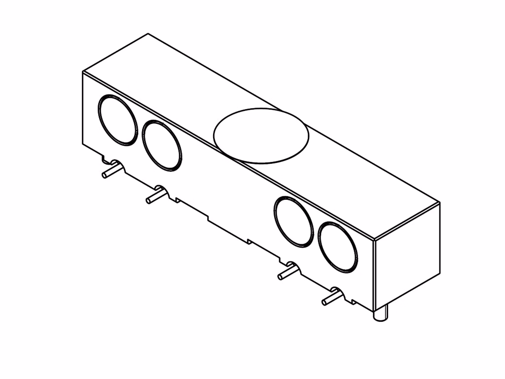 SMPM Plug, Right-Angle, Smooth Bore, 4-Port, PCB, Surface Mount, Tape and Reel without Pick-and-Place Tape, 4.32mm Legs