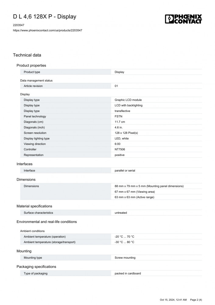 Phoenix Contact 2203547 technical document page 2