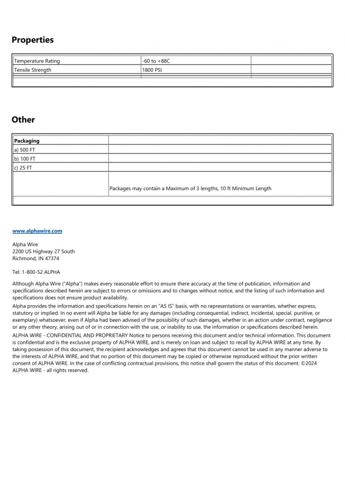 Alpha Wire SW2 technical document page 2