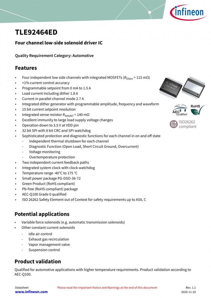 TLE92464ED datasheet page 1