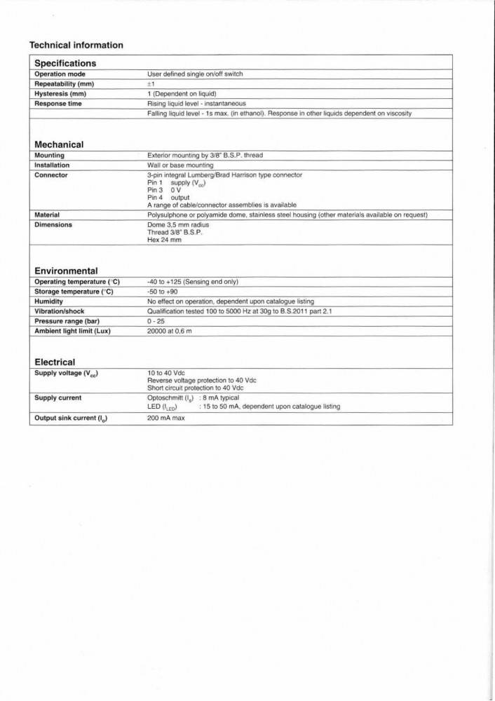 Honeywell LLN Series datasheet page 2