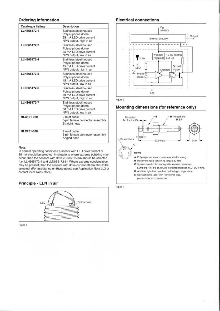 Honeywell LLN Series datasheet page 3
