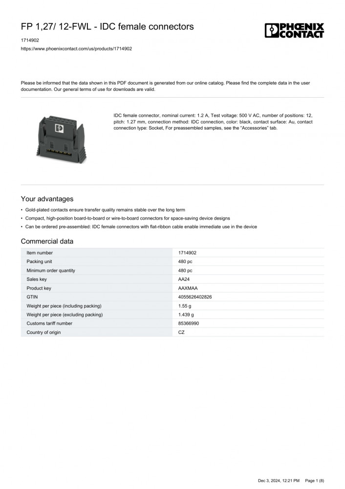 Phoenix Contact 1714902 technical document page 1