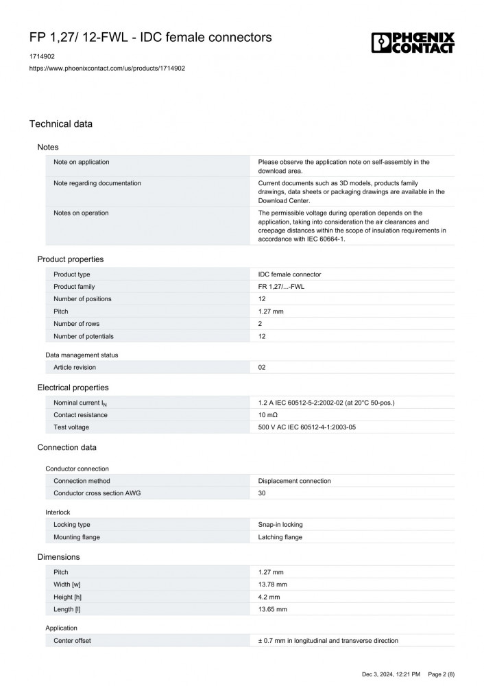 Phoenix Contact 1714902 technical document page 2