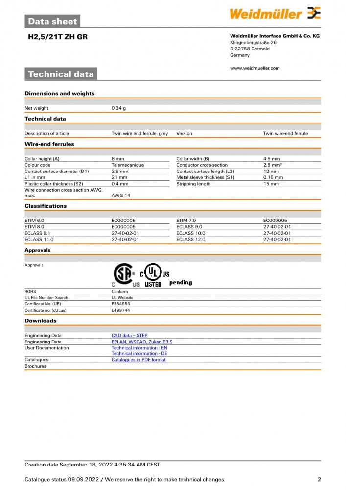WEIDMULLER 9037650000 technical document page 2
