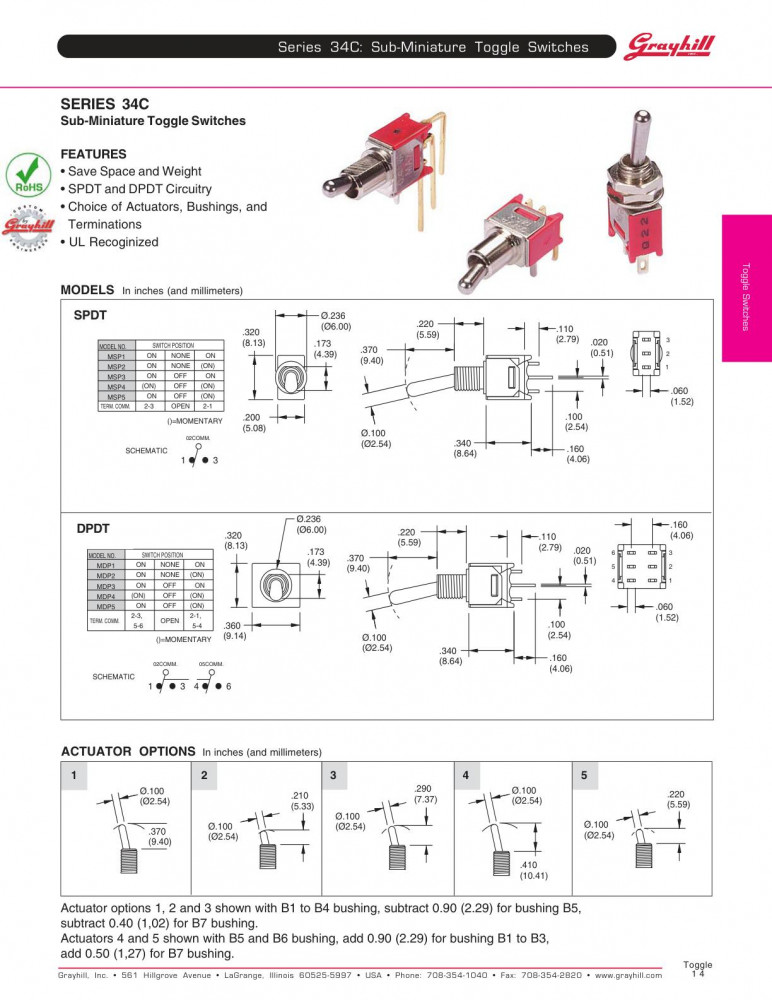 Grayhill Series 34C technical document page 1