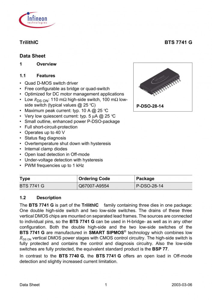 BTS7741G datasheet page 1