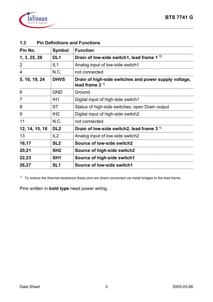BTS7741G datasheet page 3