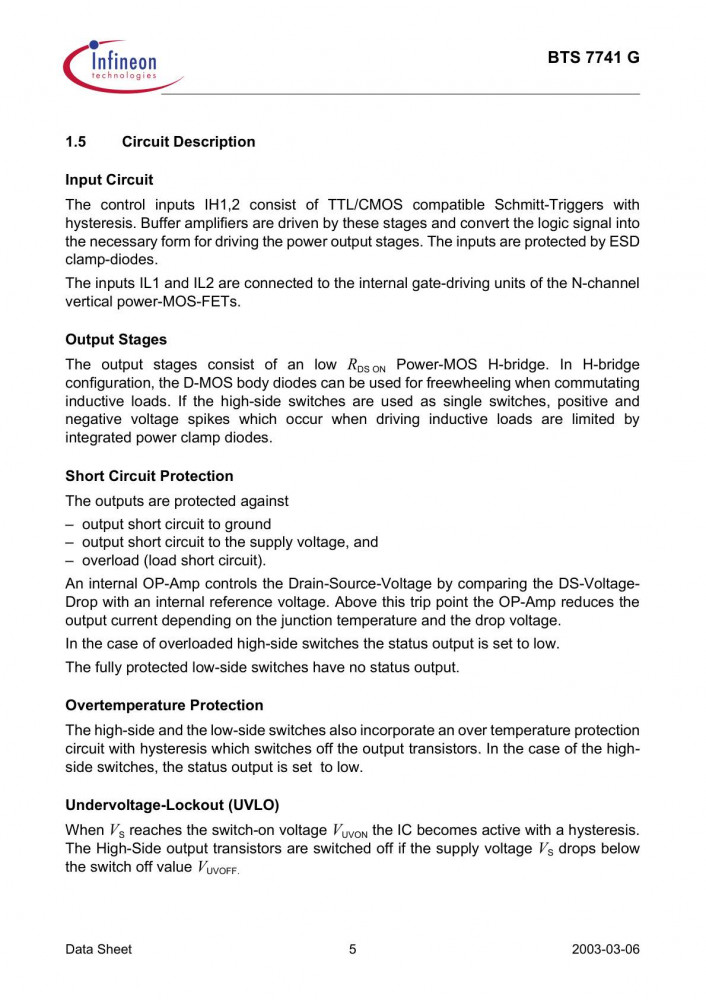 BTS7741G datasheet page 5