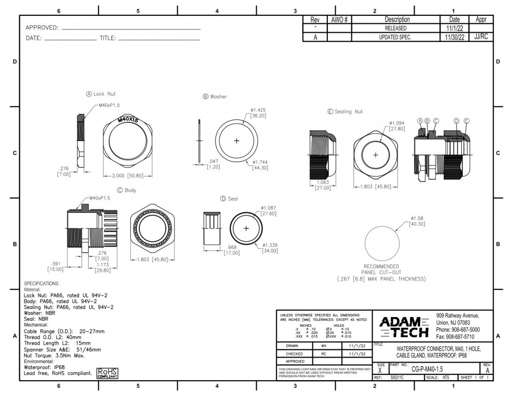 ADAM TECH CG-P-M40-1.5 technical document preview
