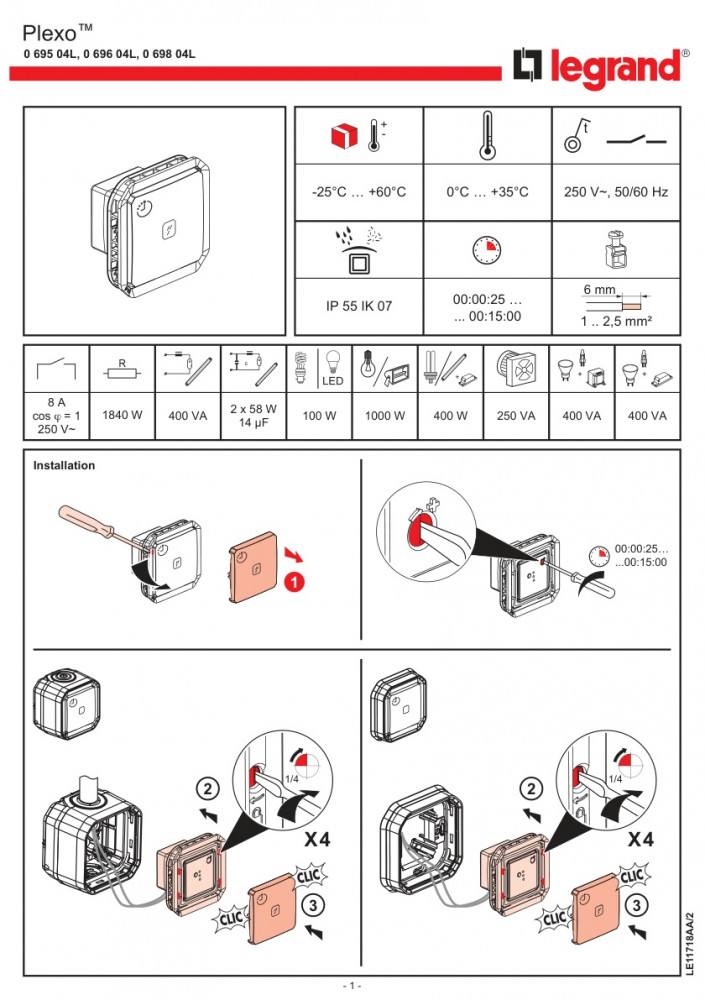 Legrand 069504L product documentation, page 1