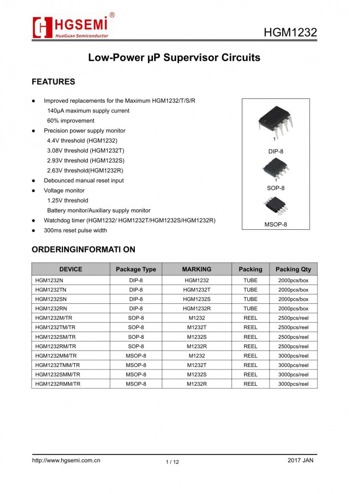 HGM1232 datasheet page 1