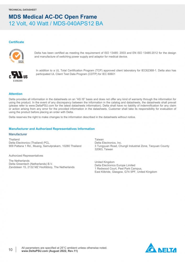 DELTA MDS-040APS12 BA datasheet page 10