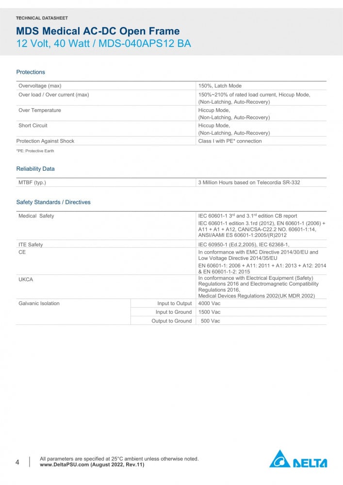 DELTA MDS-040APS12 BA datasheet page 4