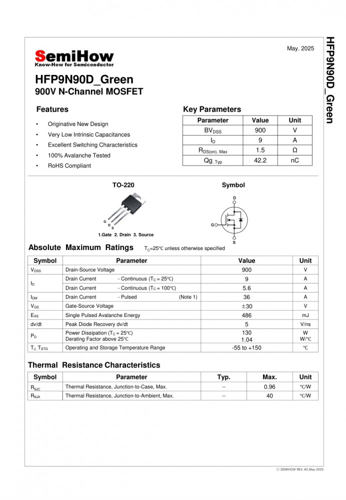 HFP9N90D datasheet page 1