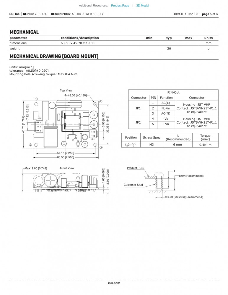 VOF-15C-S5 datasheet page 5