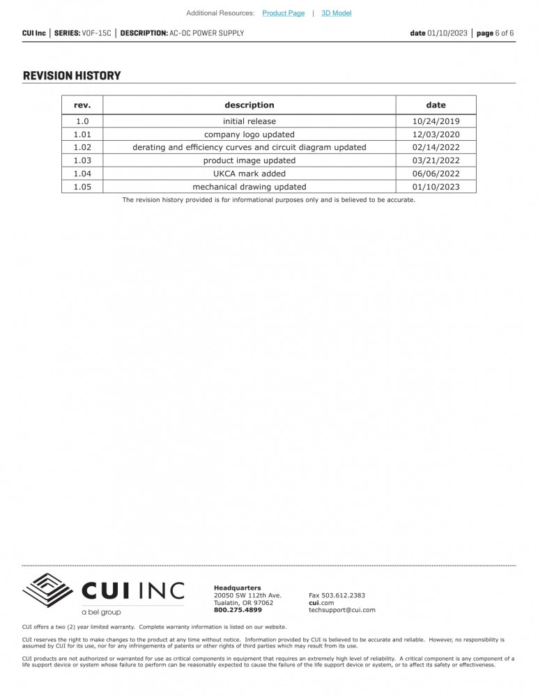 VOF-15C-S5 datasheet page 6