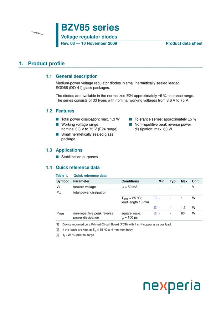 BZV85 datasheet page 1