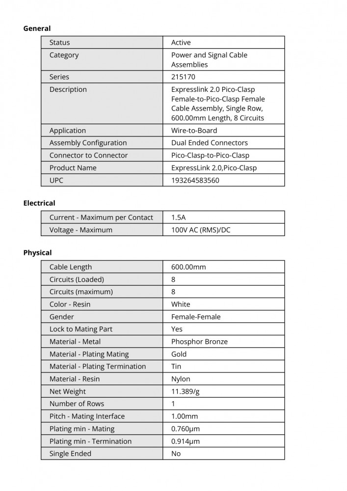 Technical document image 2 for Molex 2151700803