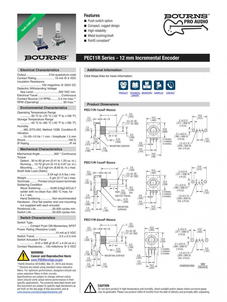 BOURNS PEC11R datasheet page 1