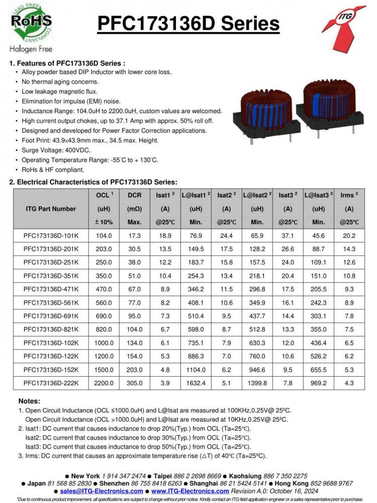 PFC173136D product document page 1