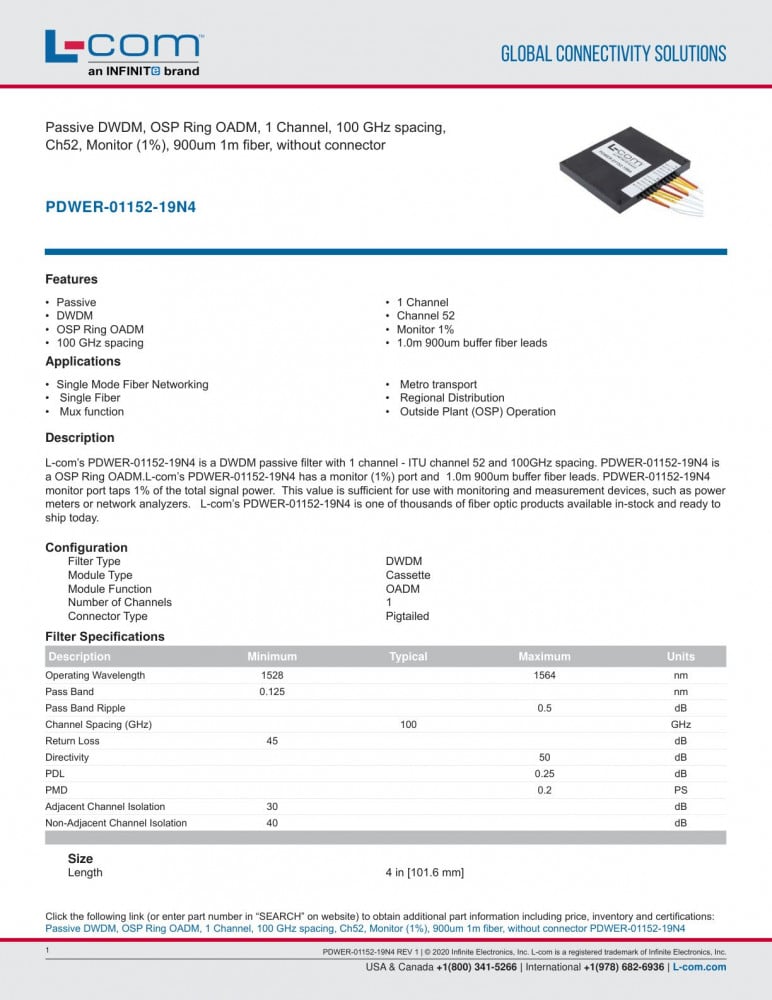 PDWER-01152-19N4 product document page 1