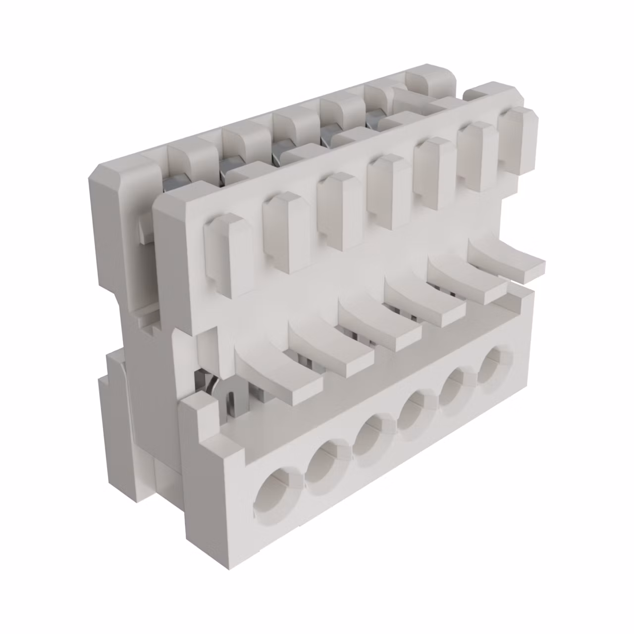 Appli-Mate RAST 2.5 IDT Housing, 2.50mm Pitch, Female, 6 Circuits, Beaded Terminal, Position Keys A & G Removed, Slotted Endwalls