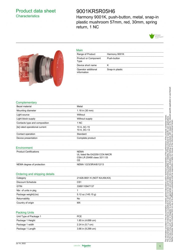 9001KR5R05H6 technical document page 1