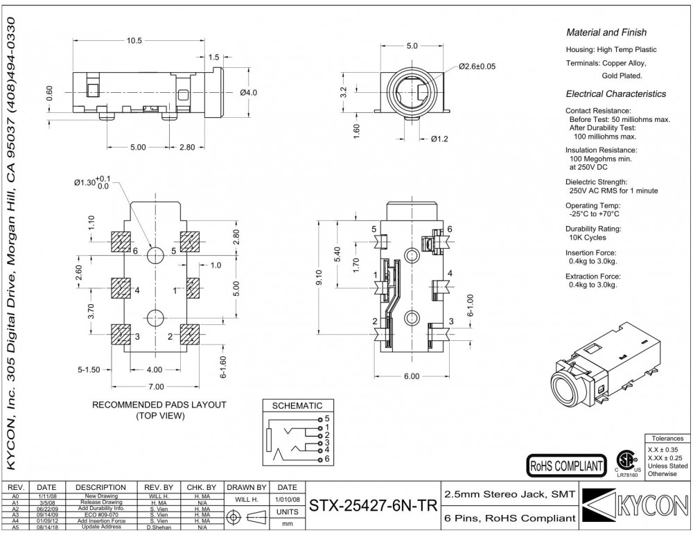 STX-25427-6N-TR product drawing and specification page