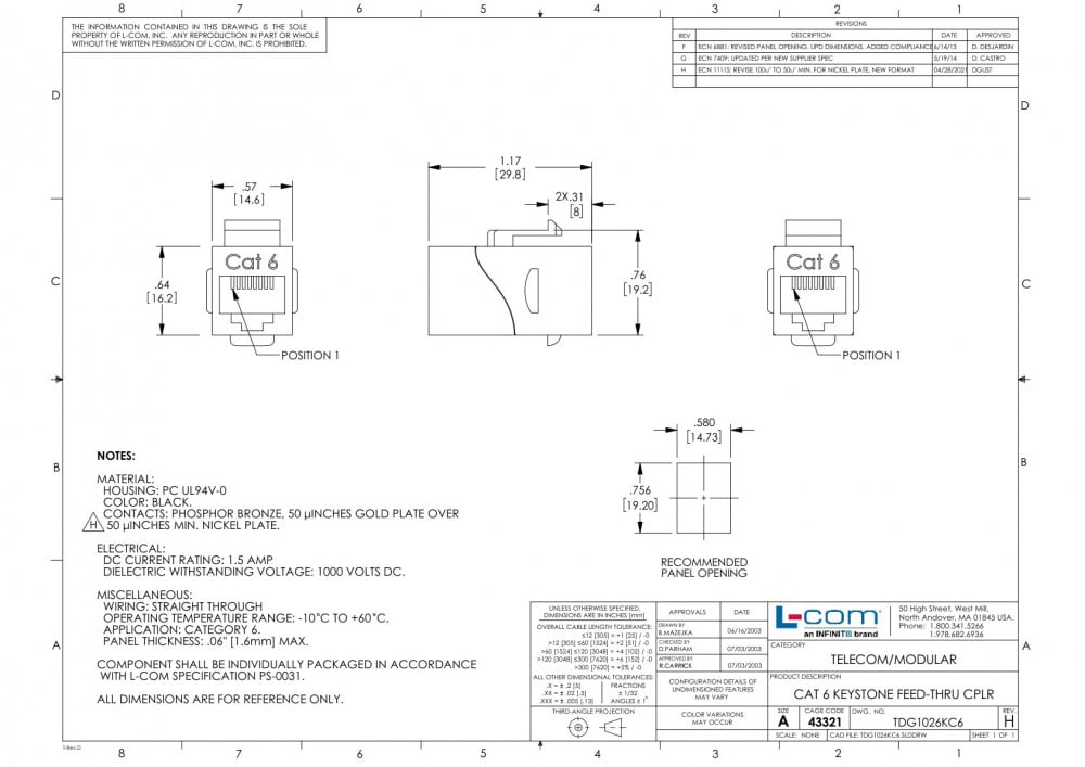 L-com TDG1026KC6 technical drawing preview