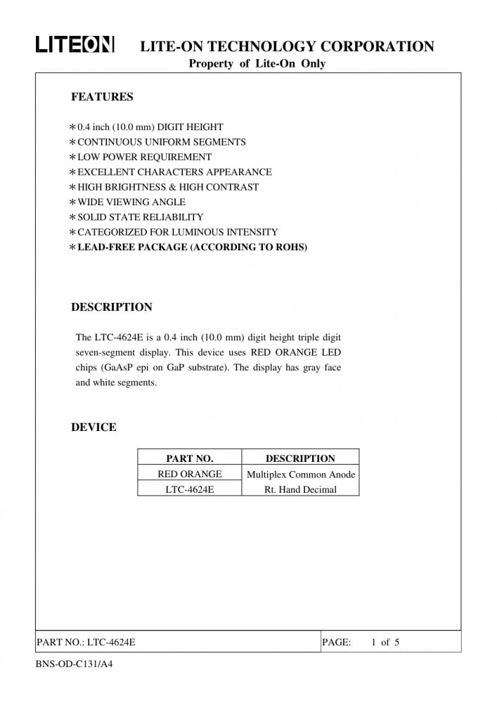 LTC-4624E datasheet page 2