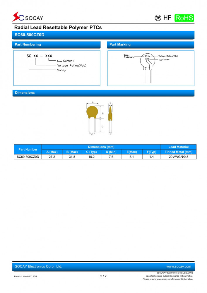 SOCAY SC60-500CZ0D datasheet page 2