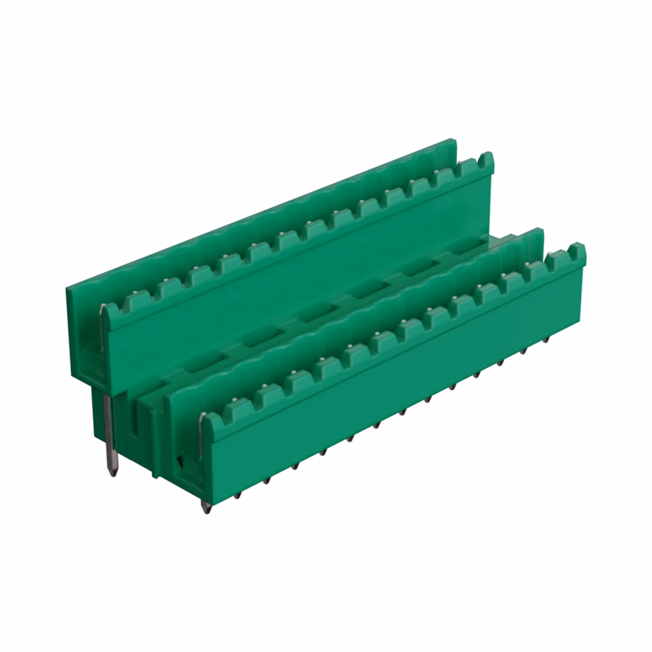 5.00mm Pitch Eurostyle Vertical Dual Level PCB Header, Open Ends, Green Housing, 28 Circuits for sale
