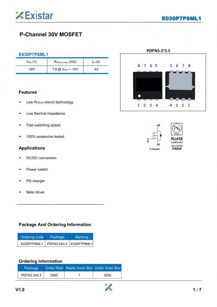 E030P7P8ML1 datasheet page 1