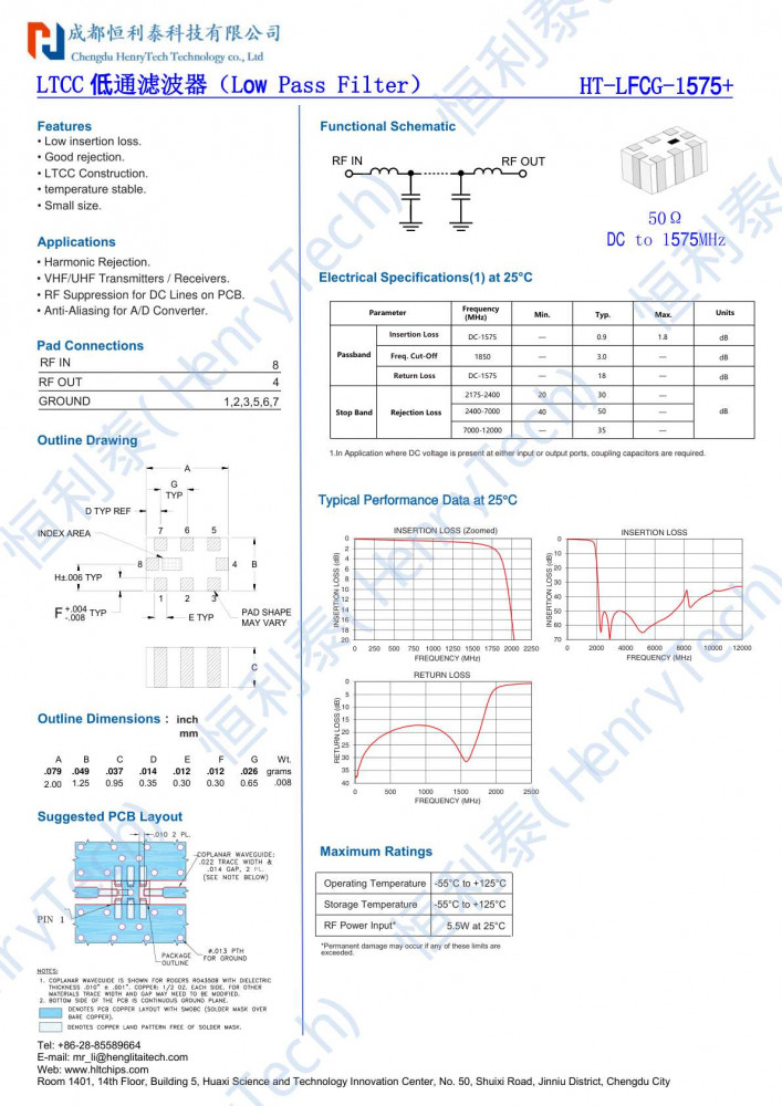 HT-LFCG-1575+ technical datasheet page