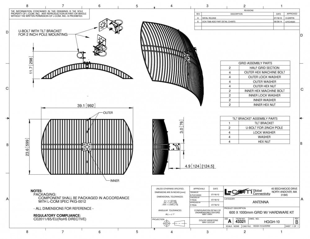L-com HGGH-10 engineering drawing