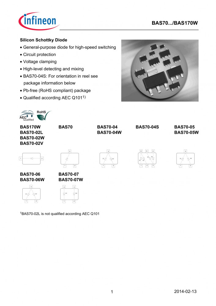 BAS70 technical document page 1